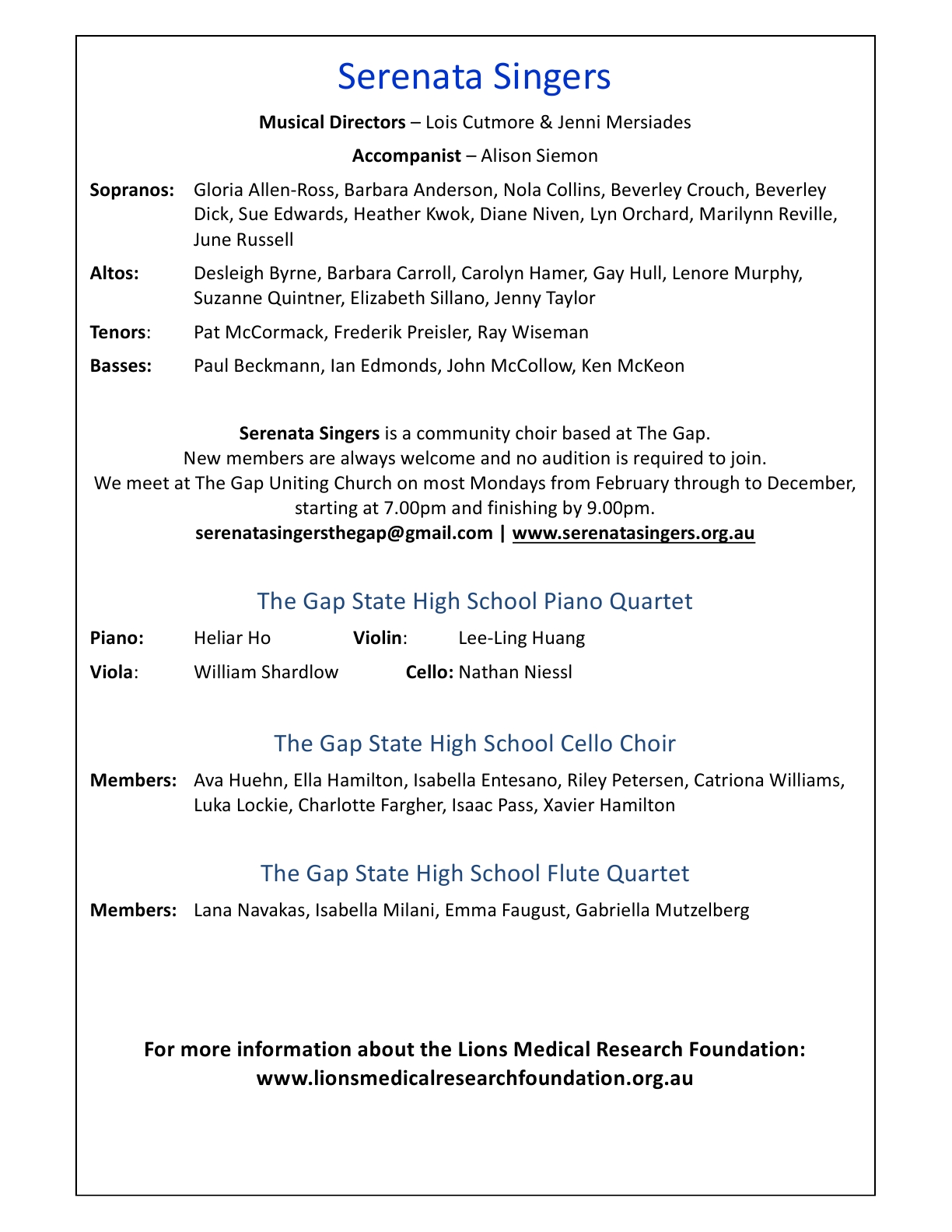 Gala Concert – SERENATA SINGERS